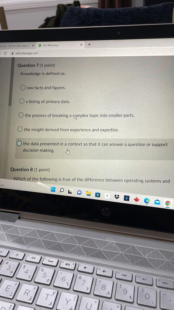 Solved iz List Tech & Comp Apps in X C 3 (45) WhatsApp | Chegg.com