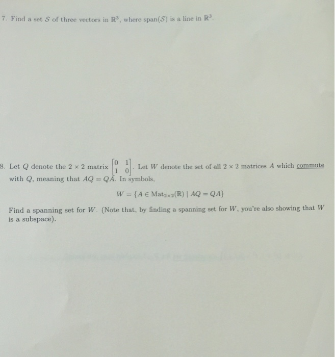 Solved 7. Find a set S of three vectors in R3, where span(S) | Chegg.com
