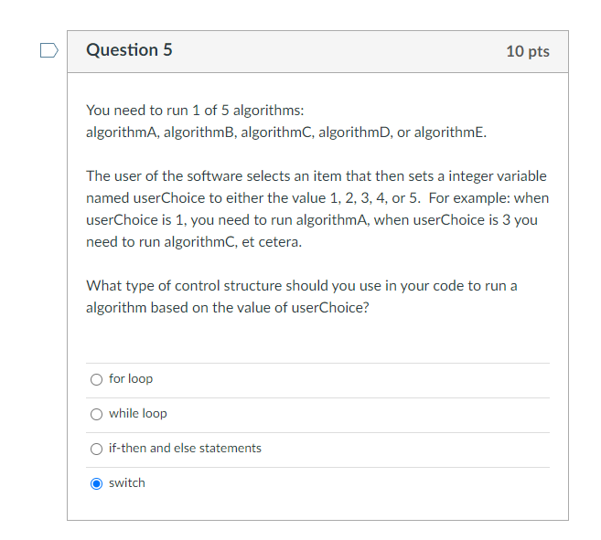 Solved Question 1 10 pts The following code is equivalent | Chegg.com