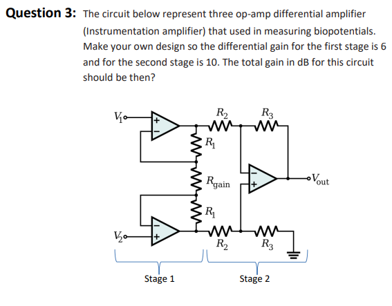 Solved Question 3: The circuit below represent three op-amp | Chegg.com