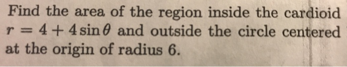 Solved Find the area of the region inside the cardioid r 4+4 | Chegg.com