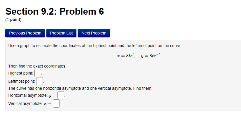 Solved Section 9.2: Problem 6 (1 point) Previous Problem | Chegg.com