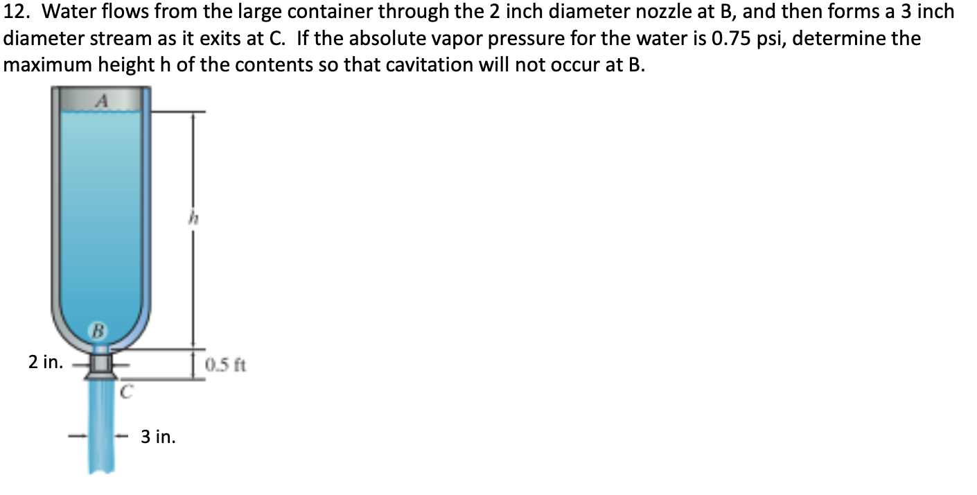 Solved 12. Water flows from the large container through the | Chegg.com