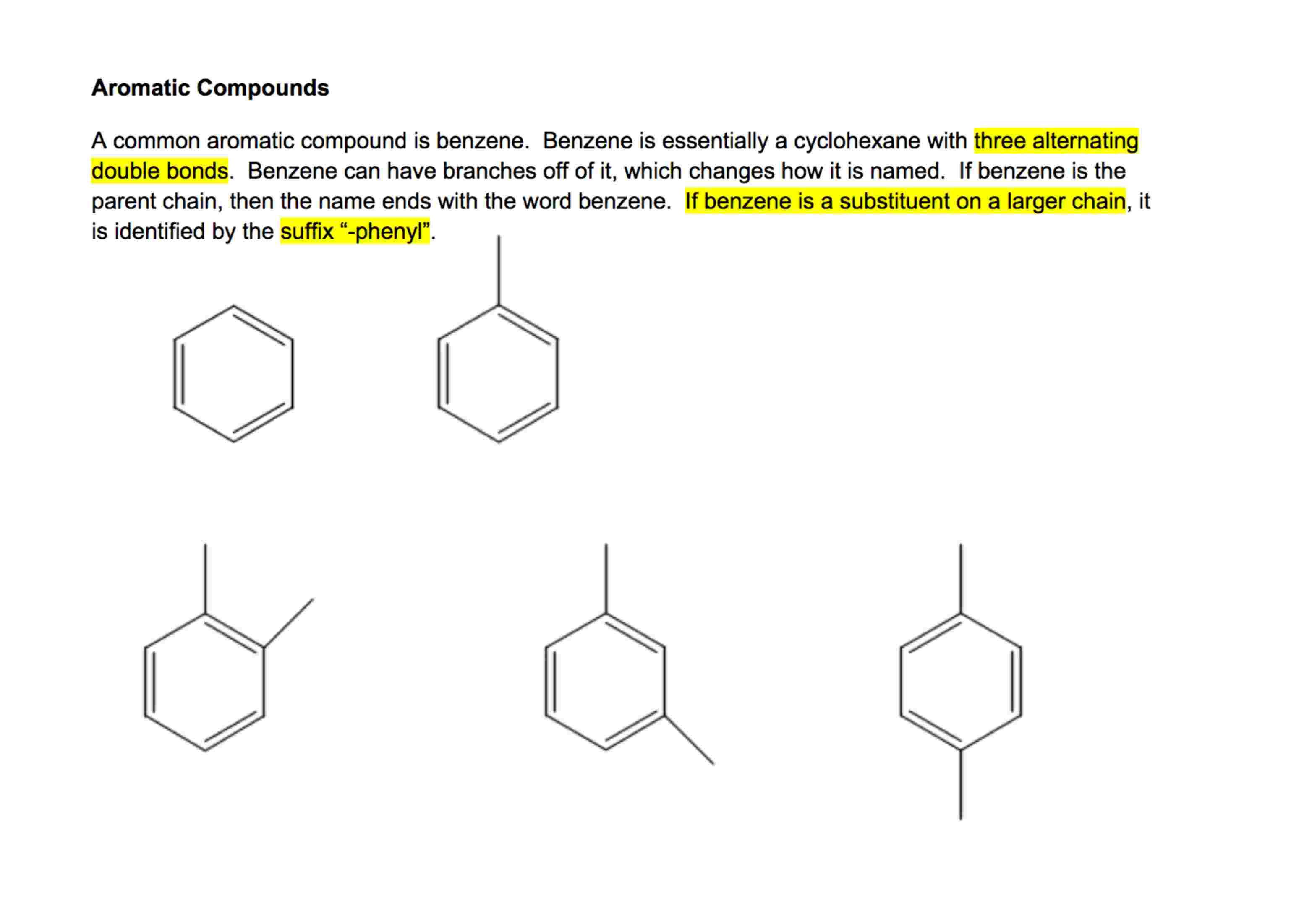 Solved Aromatic CompoundsA common aromatic compound is | Chegg.com