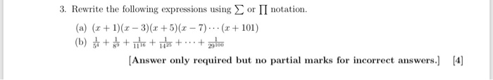 Solved or II notation. 3. Rewrite the following expressions | Chegg.com