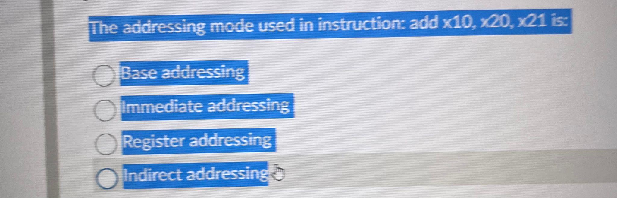 Solved The addressing mode used in instruction: add | Chegg.com