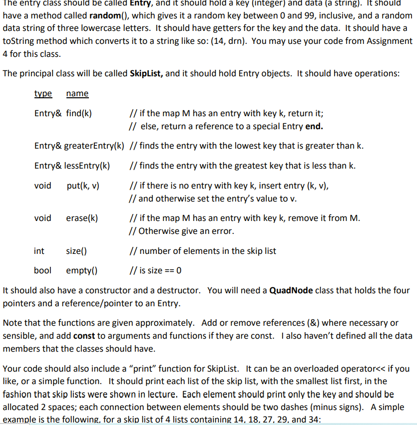 The entry class should be called Entry, and it should | Chegg.com