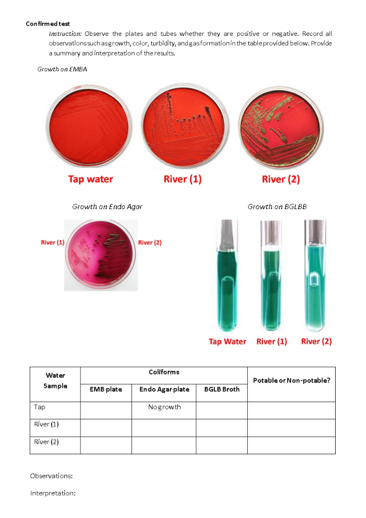 Solved Confirmed test Instruction: Observe the plates and | Chegg.com