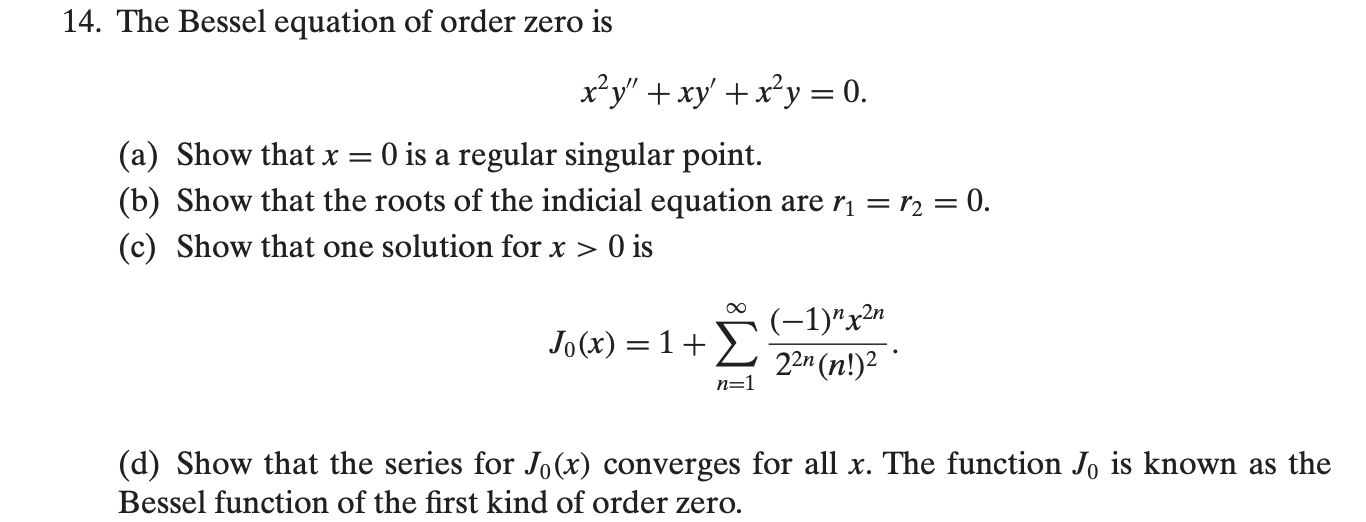 Solved The Bessel Equation Of Order Zero