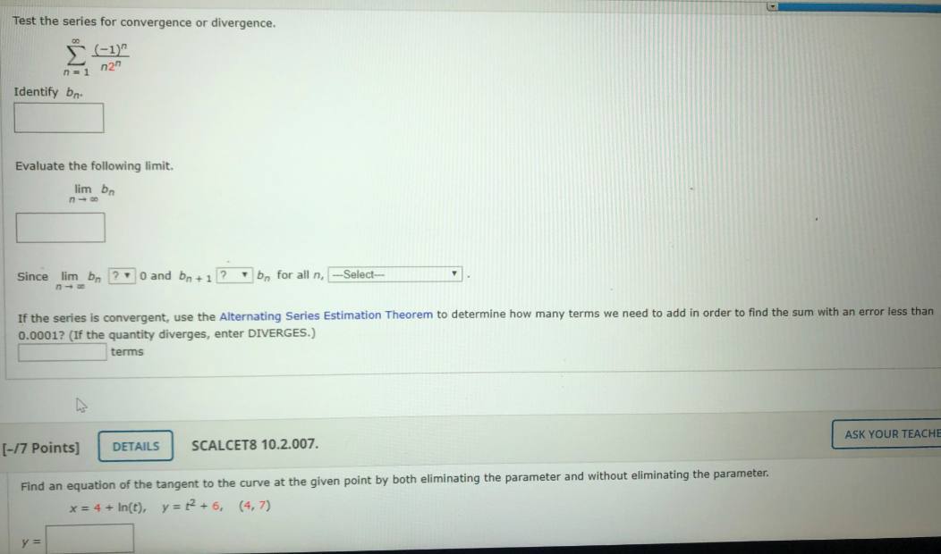 Solved Test the series for convergence or divergence. n2n | Chegg.com