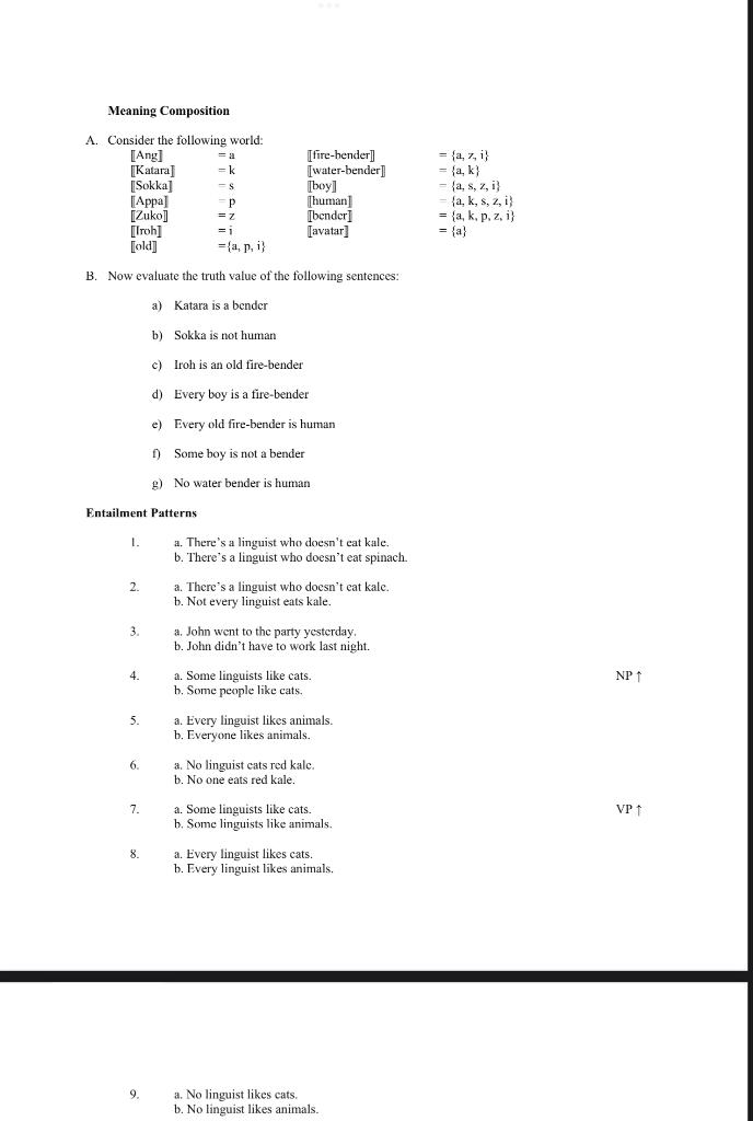 Solved Meaning Composition B. Now evaluate the truth value | Chegg.com