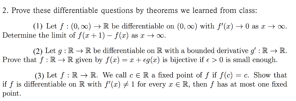 Solved 2. Prove these differentiable questions by theorems | Chegg.com