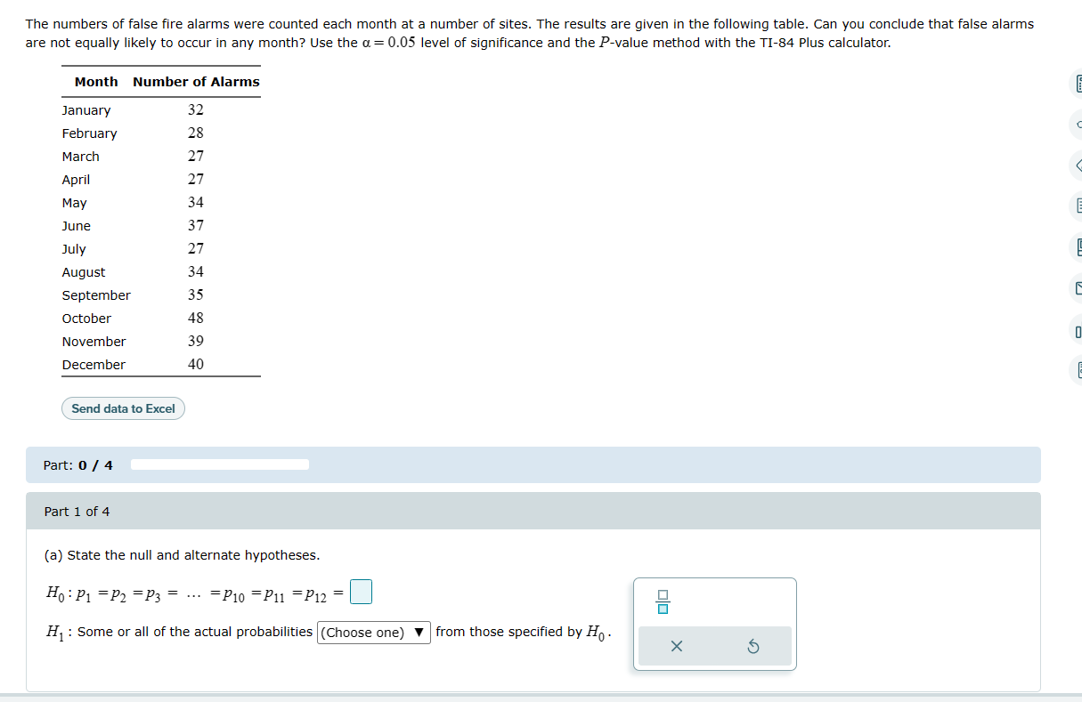 Solved The numbers of false fire alarms were counted each | Chegg.com
