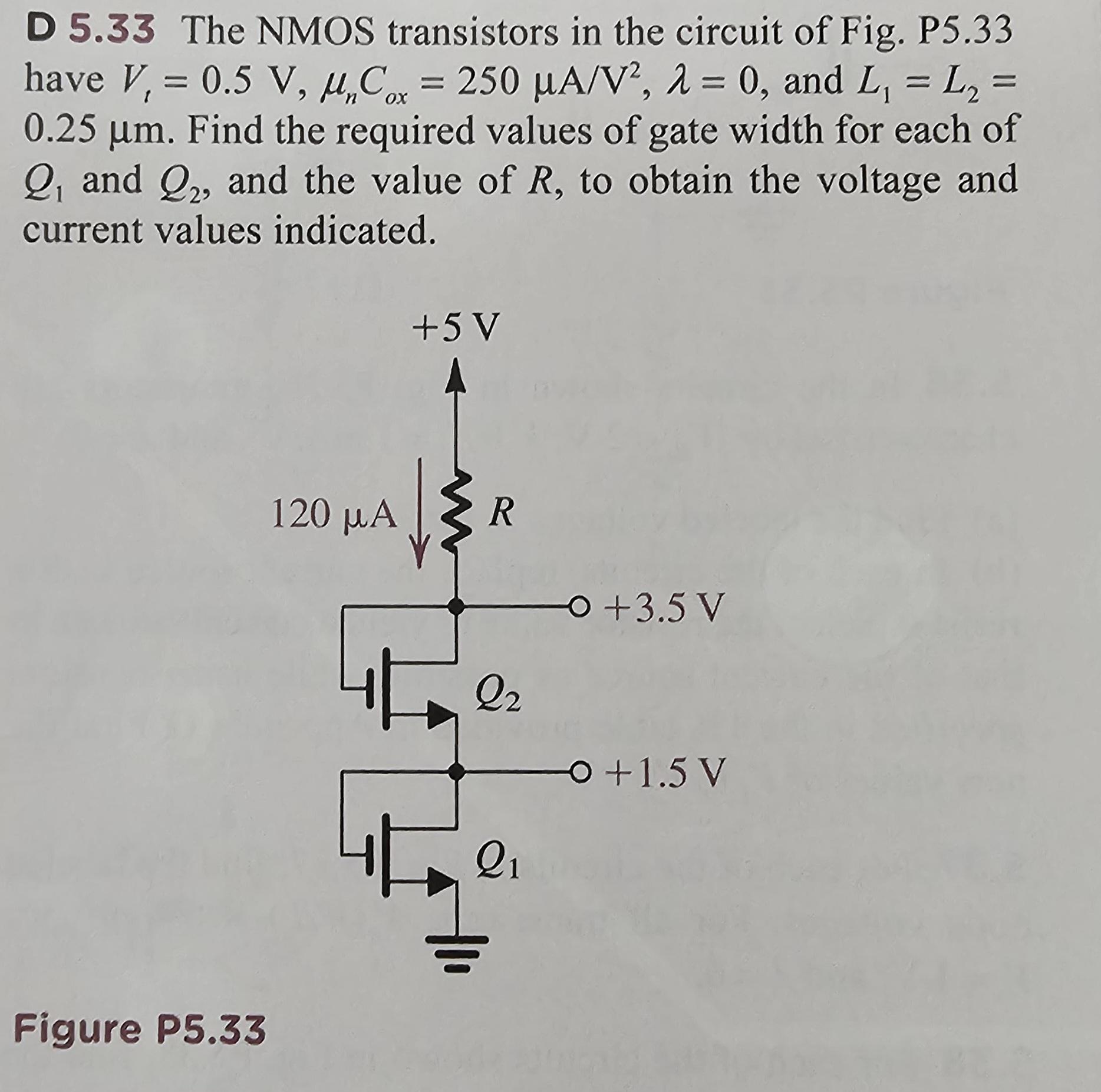 Solved D 5.33 The NMOS transistors in the circuit of Fig. | Chegg.com