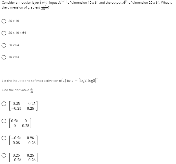 Solved Consider a modular layer l with input Al- of | Chegg.com