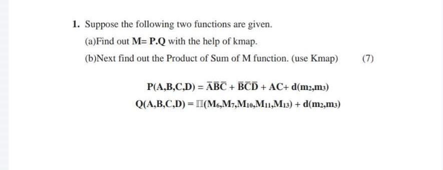 Solved 1. Suppose the following two functions are given. | Chegg.com