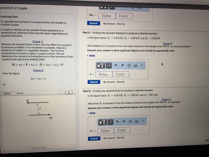Solved Moment of a Couple Part A- Finding the moment of a | Chegg.com