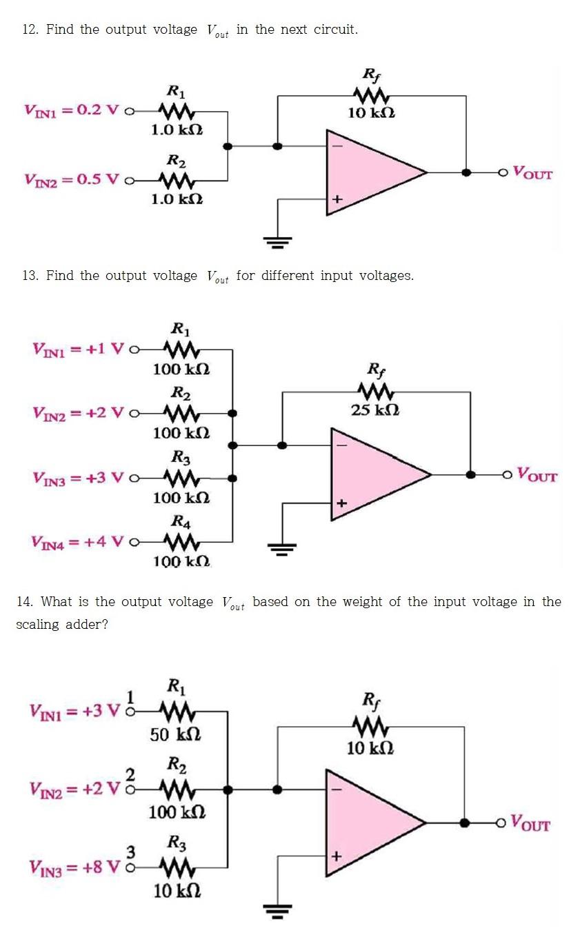 Solved 12. Find the output voltage Vout in the next circuit. | Chegg.com