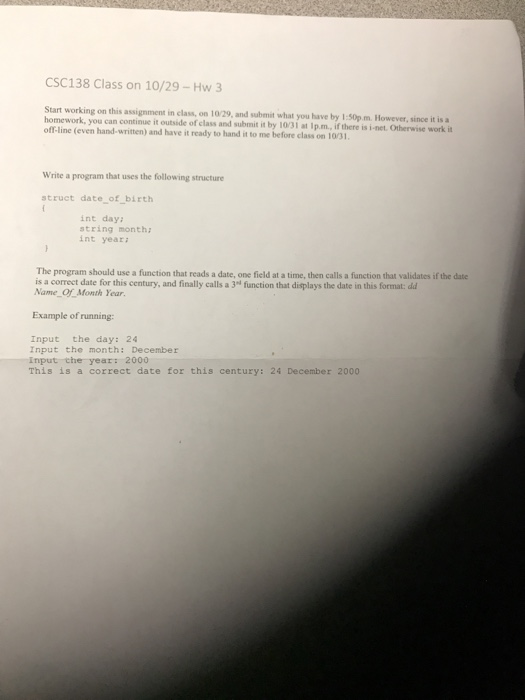 Solved CSC138 Class on 10/29-Hw 3 Start working on this | Chegg.com
