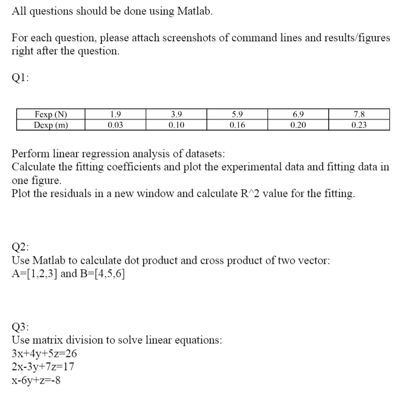 Solved All questions should be done using Matlab. For each | Chegg.com