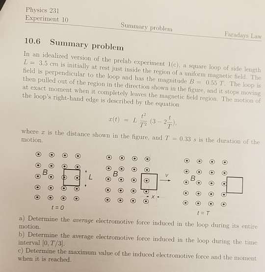 Solved Physics 231 Experiment 10 Summary problem Faradays | Chegg.com