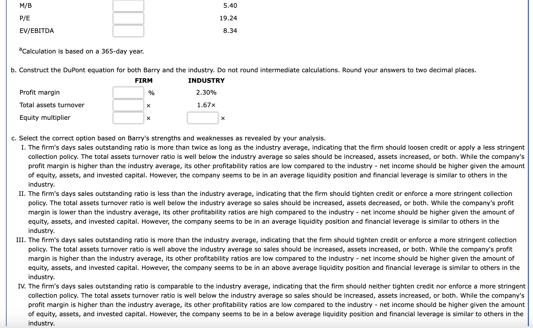 Solved Data for Barry Computer Co. and its industry averages | Chegg.com