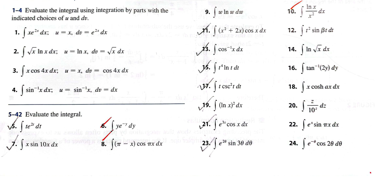 Solved 1-4 Evaluate the integral using integration by parts | Chegg.com