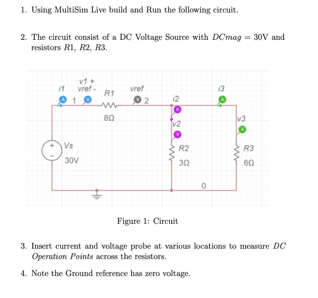 Solved 1. Using MultiSim Live build and Run the following | Chegg.com
