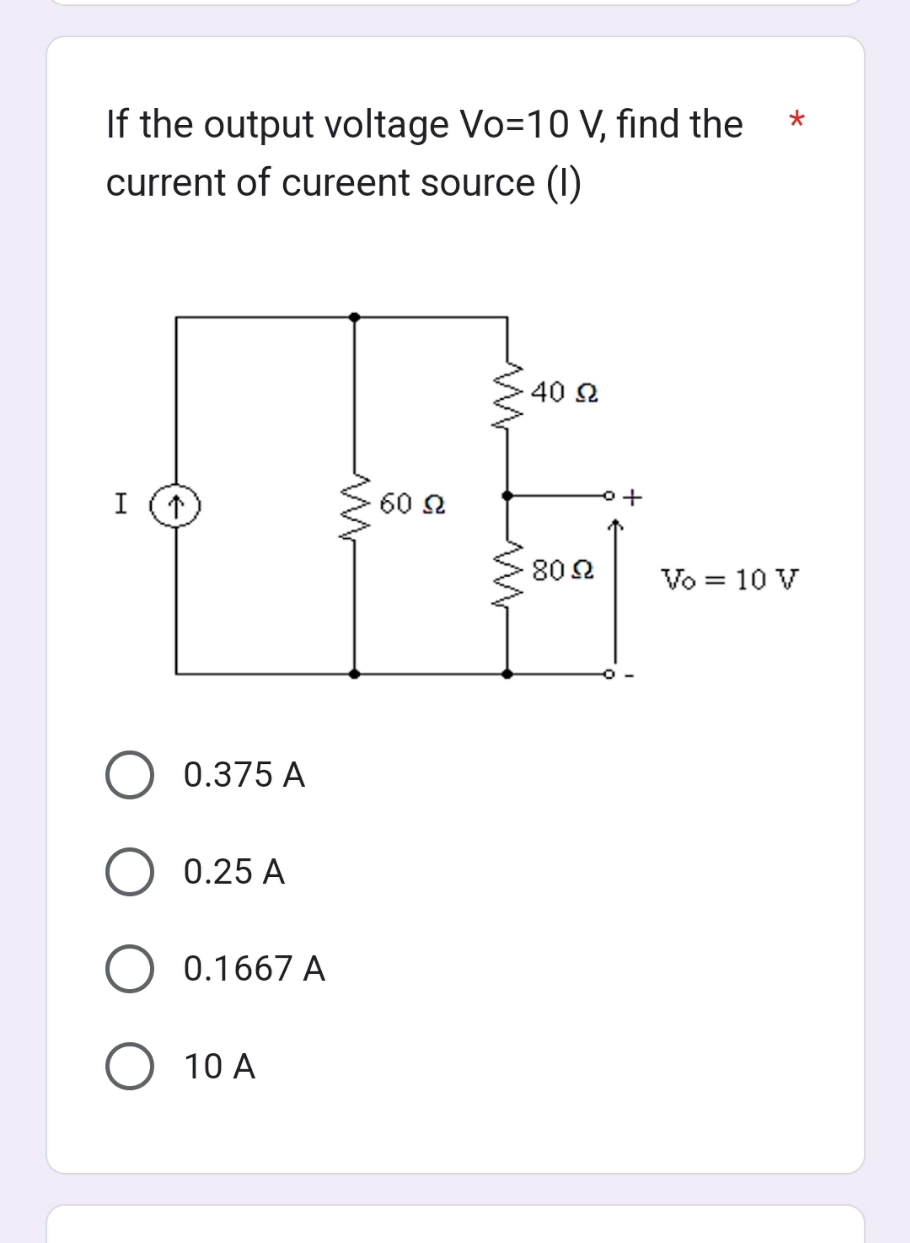Solved If the output voltage Vo=10V, ﻿find thecurrent of | Chegg.com