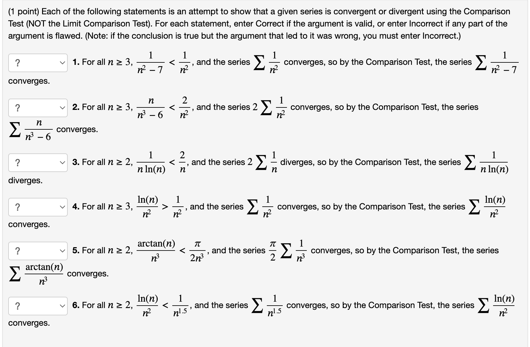 Solved (1 point) Each of the following statements is an | Chegg.com