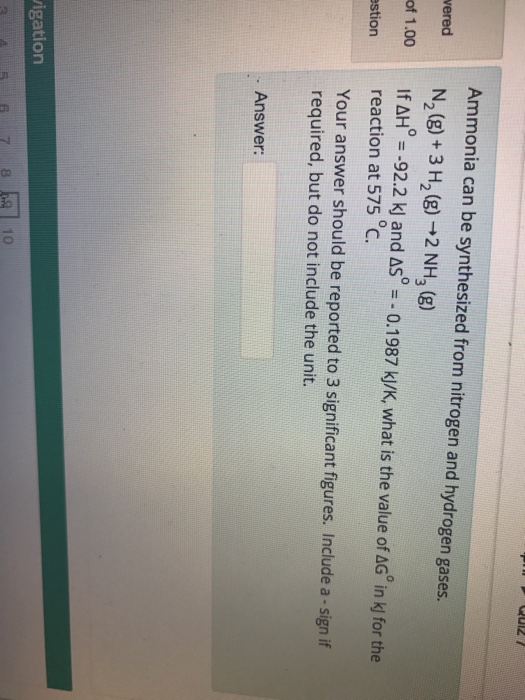 Solved Ammonia can be synthesized from nitrogen and hydrogen | Chegg.com