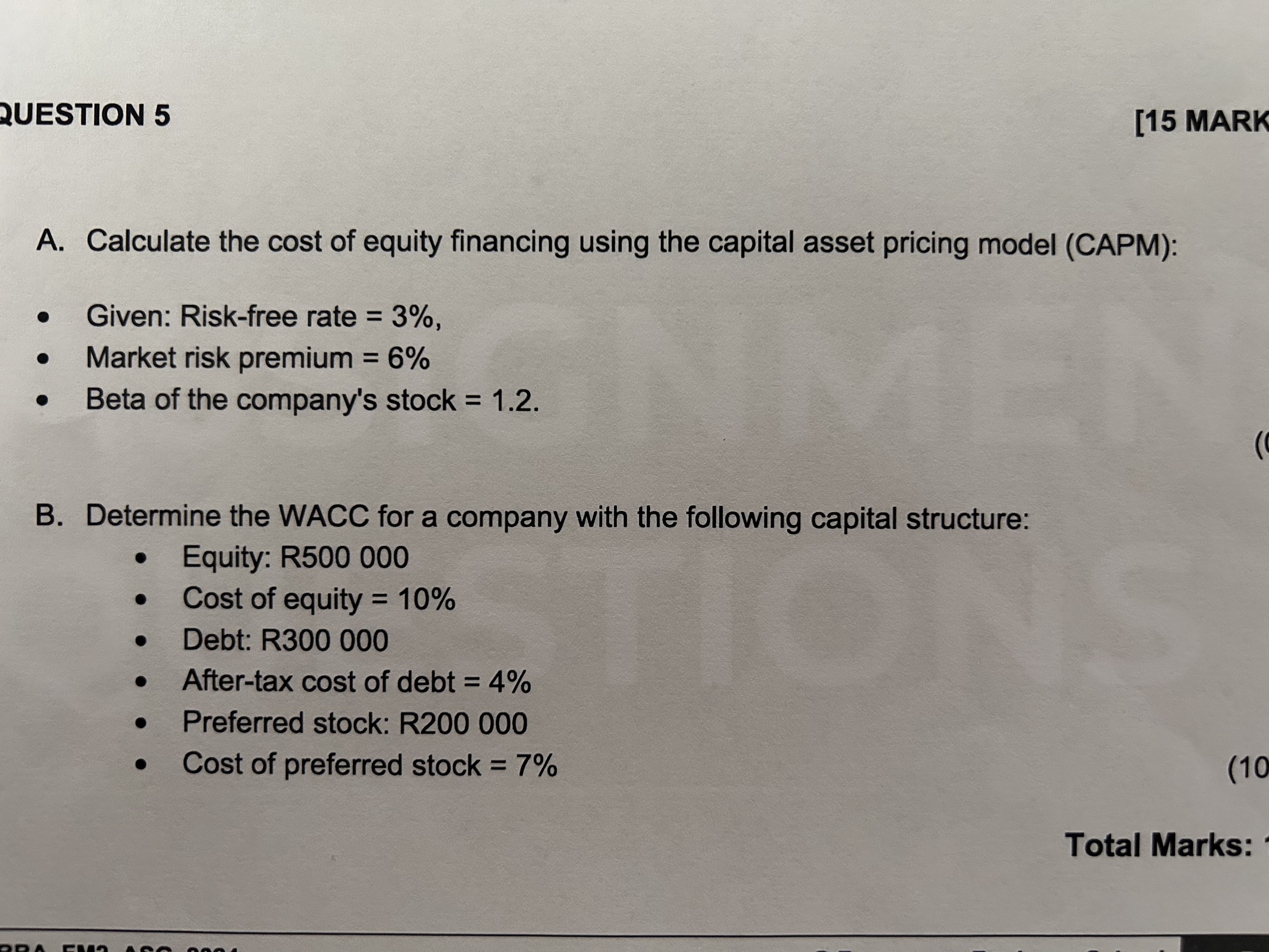 Solved QUESTION 5A. ﻿Calculate the cost of equity financing | Chegg.com