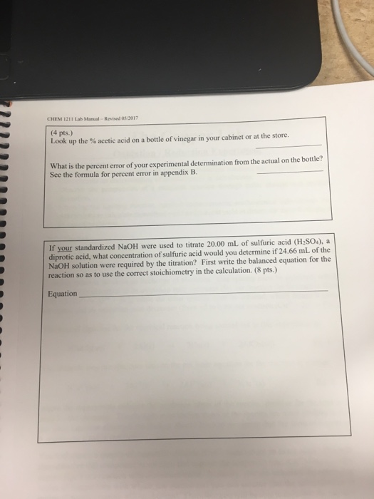Solved CHEM 1211 Lab Manual Revisod 05/2017 Analysis of | Chegg.com