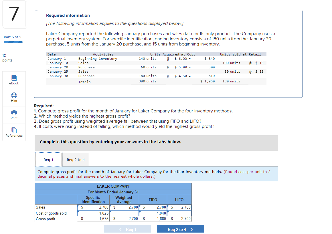 Solved 7 Part 5 of 5 10 points eBook B Hint Print References | Chegg.com
