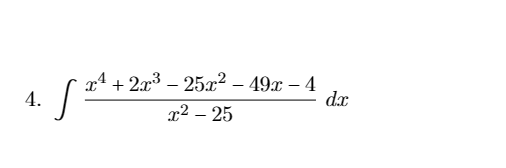 Solved ∫x2−25x4+2x3−25x2−49x−4dx | Chegg.com