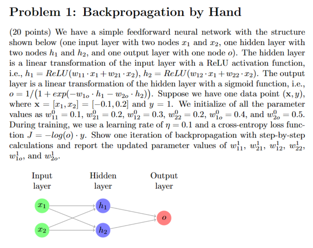 Solved (20 points) We have a simple feedforward neural | Chegg.com
