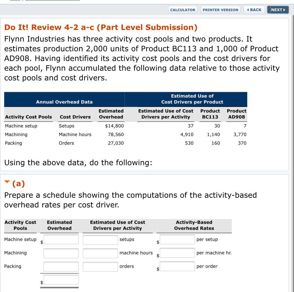 Solved CALCULATOR PRINTER VERSION 4 BACK NEXT Do It! Review | Chegg.com