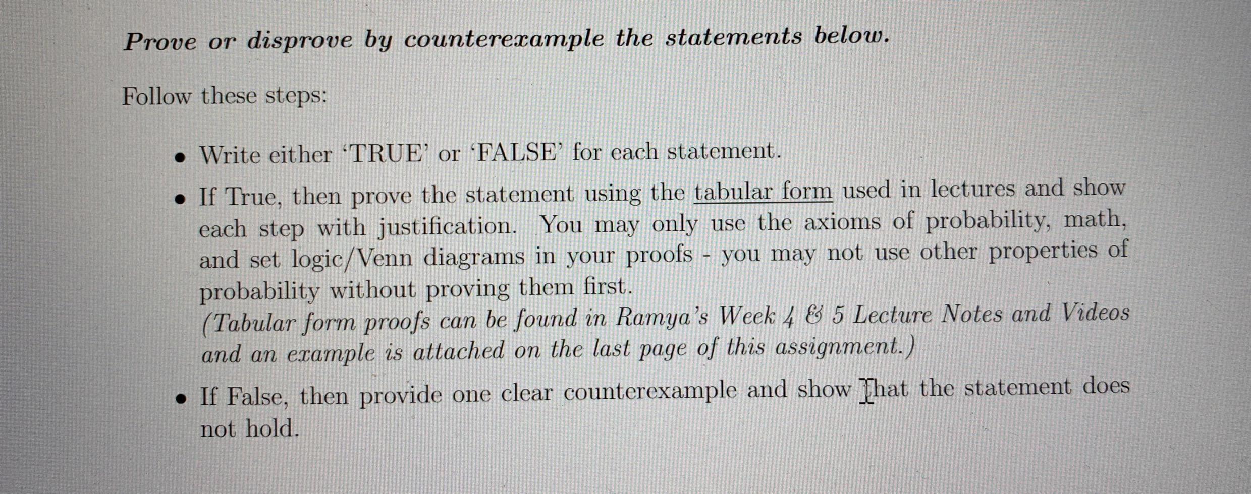 Solved Prove or disprove by counterexample the statements | Chegg.com