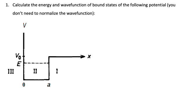 Solved 1. Calculate the energy and wavefunction of bound | Chegg.com