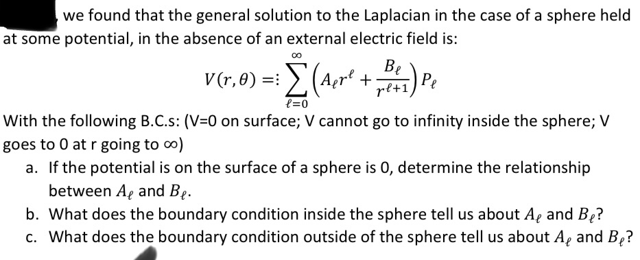 Solved we found that the general solution to the Laplacian | Chegg.com