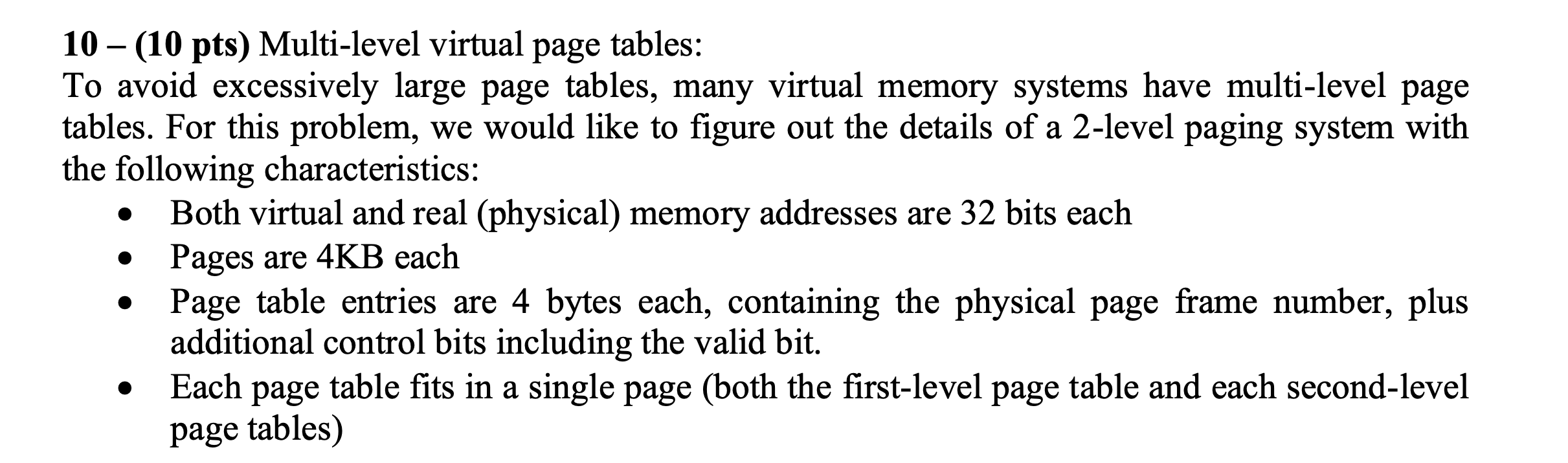 Solved 10 – (10 pts) Multi-level virtual page tables: To | Chegg.com