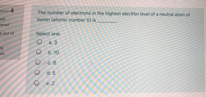 Solved stion 4 The number of electrons in the highest | Chegg.com