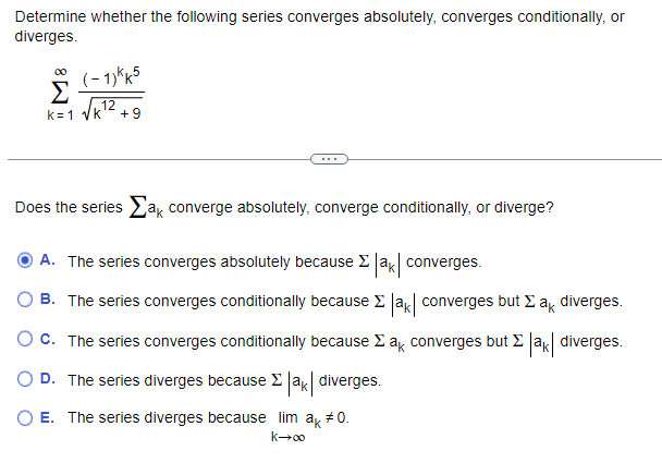 Solved Determine whether the following series converges | Chegg.com