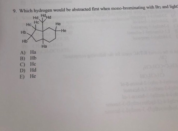 Solved 7 Mono Bromination Ofthe Following Alkane Using