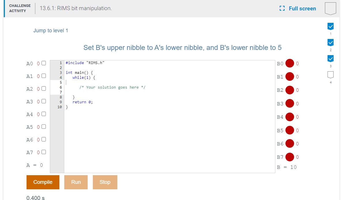 Solved CHALLENGE ACTIVITY 13.6.1: RIMS bit manipulation. [ | Chegg.com