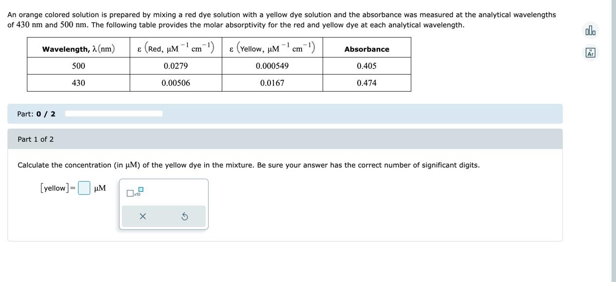 Solved An orange colored solution is prepared by mixing a | Chegg.com