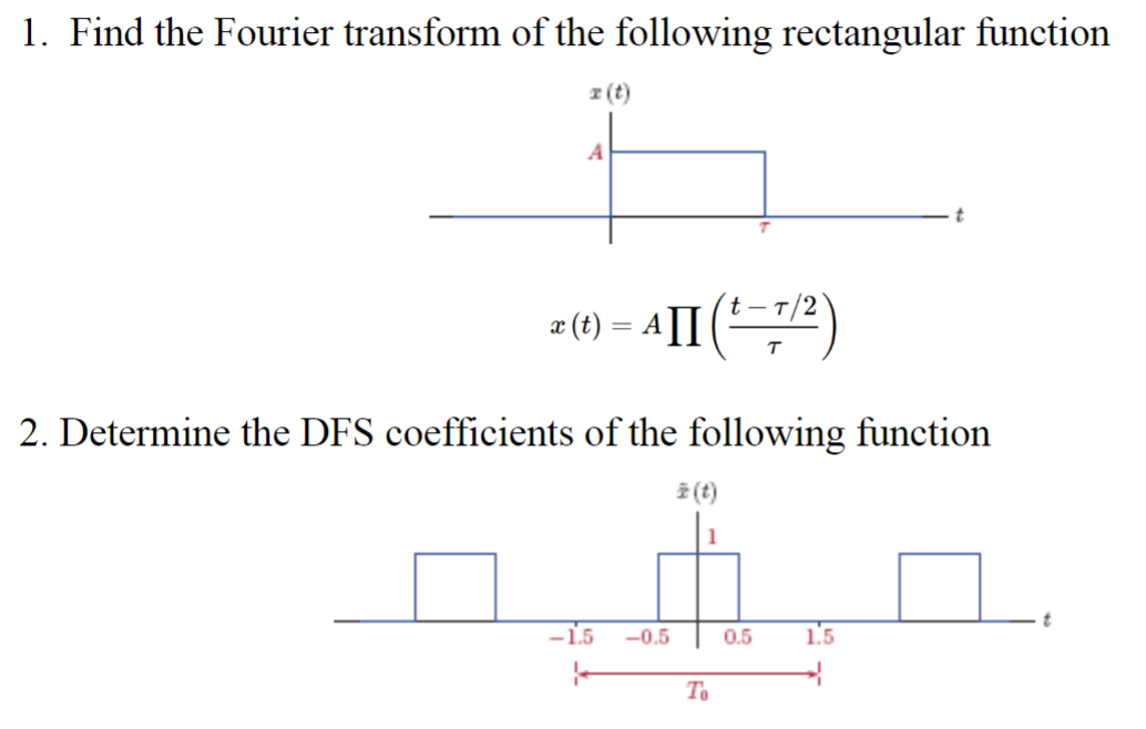 Solved 1. Find the Fourier transform of the following | Chegg.com