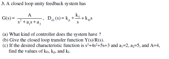 Solved 3. A closed loop unity feedback system has G(6)= | Chegg.com