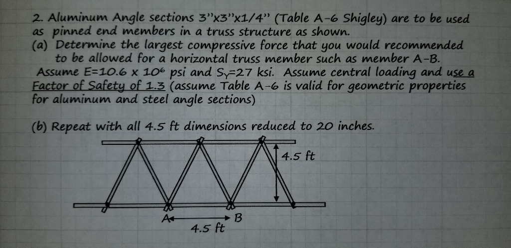 Solved 2. Aluminum Angle sections 3"x3'"x1/4" (Table A-6 | Chegg.com