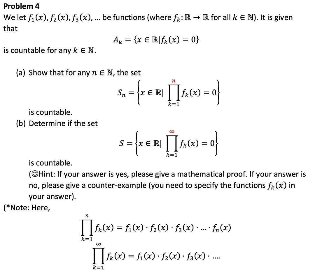 Solved We let f1(x),f2(x),f3(x),… be functions (where fk:R→R | Chegg.com